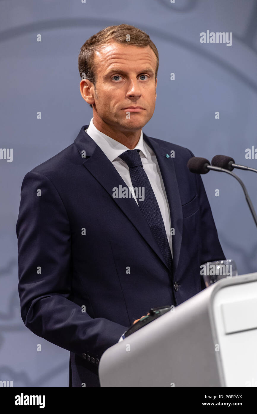 Copenhagen, Denmark - Tuesday 28th, 2018 French President Emannuel ...
