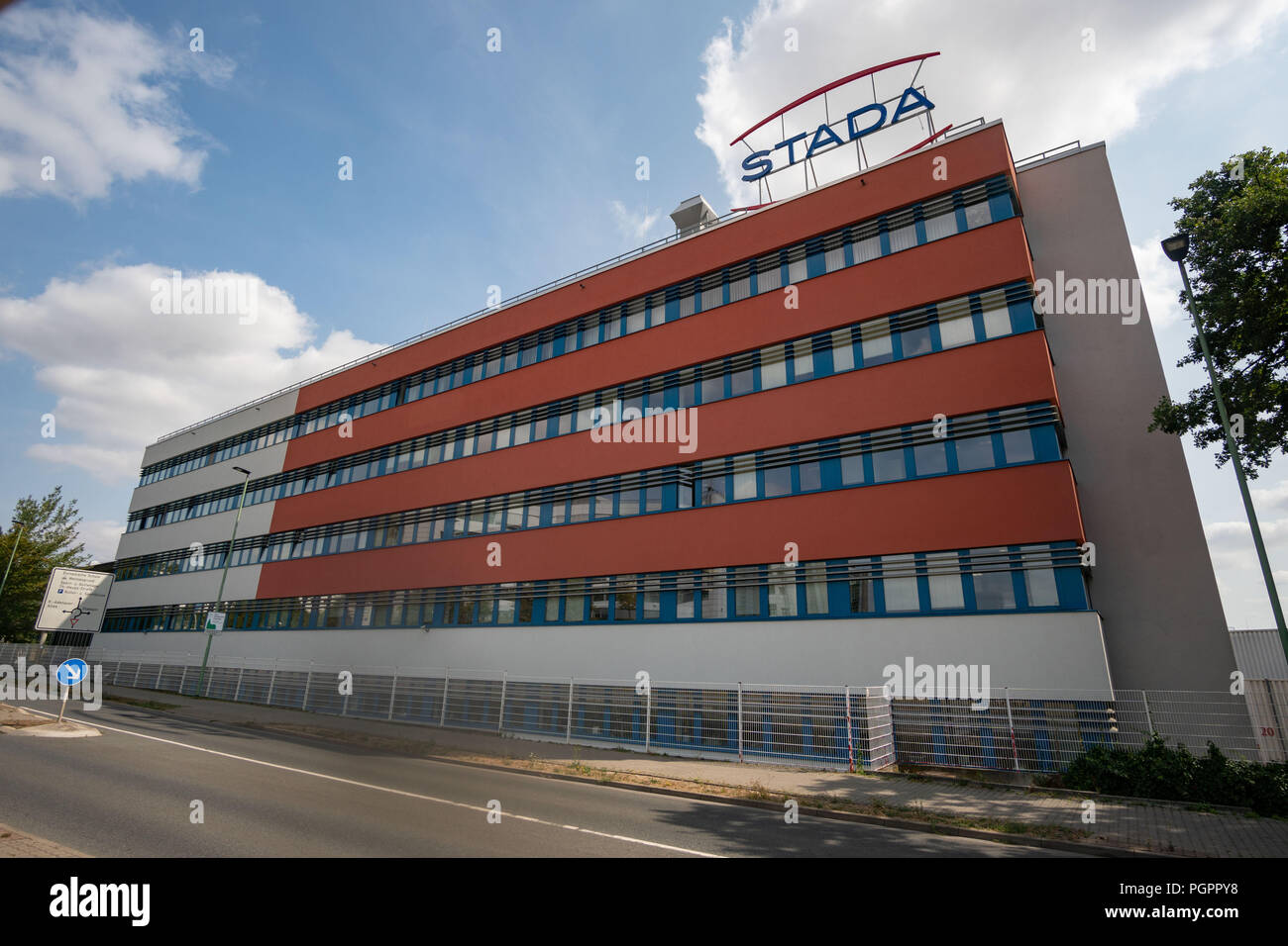 Bad Vilbel, Germany. 28th Aug, 2018. The company logo (top right) of ...