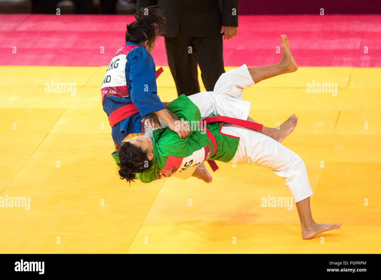 Jakarta, Indonesia. 28th Aug, 2018. Gulnor Sulaymanova (R) of ...