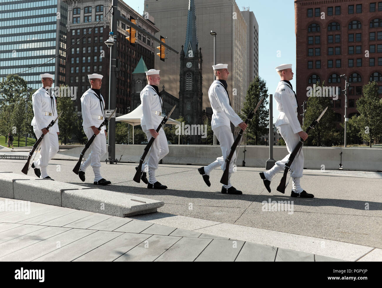 Uniformed navy drill team hi-res stock photography and images - Alamy