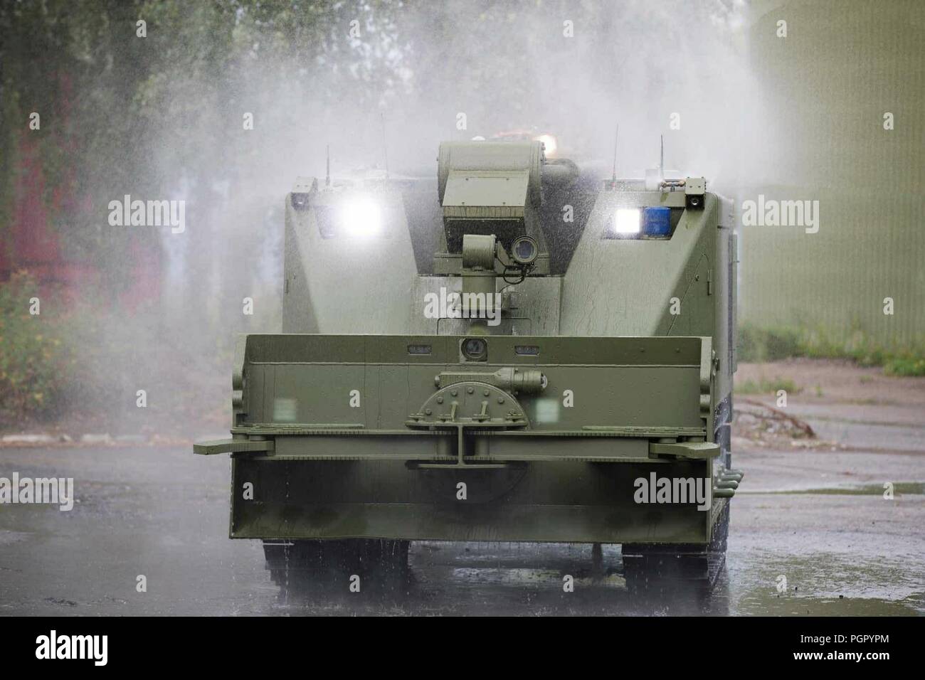 Russia. 29th Aug, 2018. 25 August 2018. Russian robotic fire-fighting ...