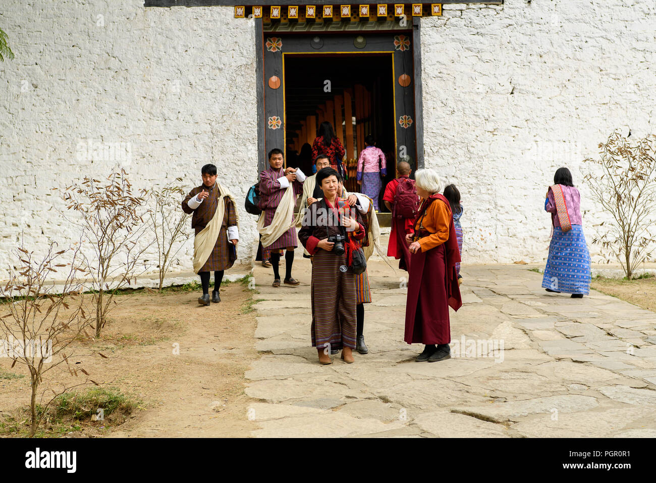 TRIMPHU, BHUTAN - MAR 8, 2017: Unidentified Ngalops people in ...
