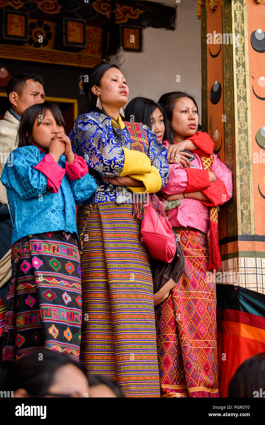 TRIMPHU, BHUTAN - MAR 8, 2017: Unidentified Ngalops people in ...