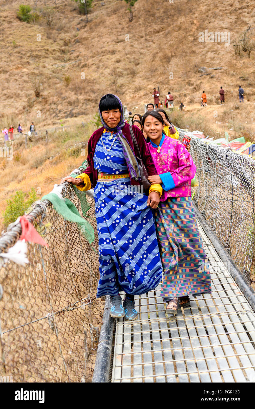 TRIMPHU, BHUTAN - MAR 8, 2017: Unidentified Ngalops girls in ...
