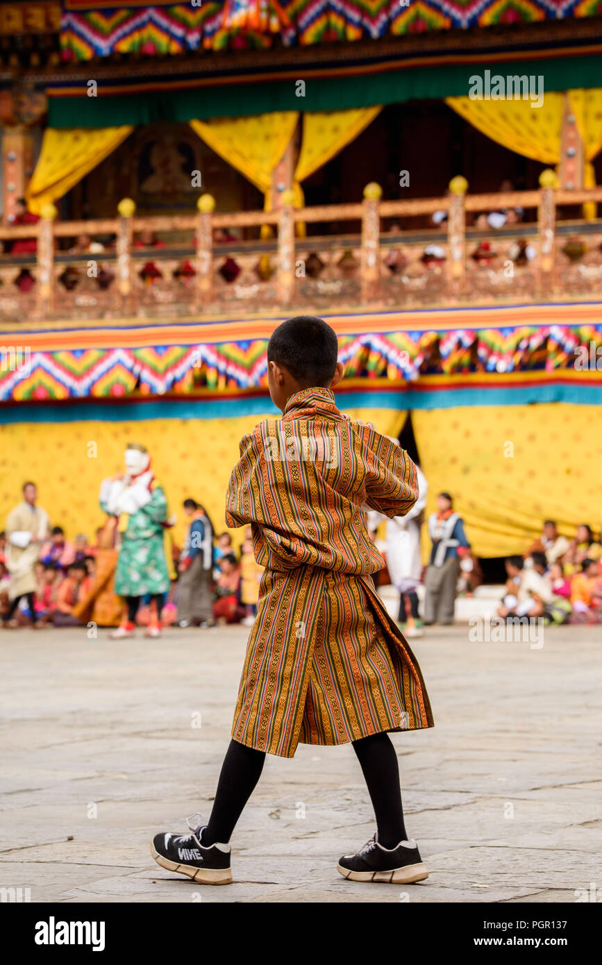 TRIMPHU, BHUTAN - MAR 8, 2017: Unidentified Ngalops little boy in ...