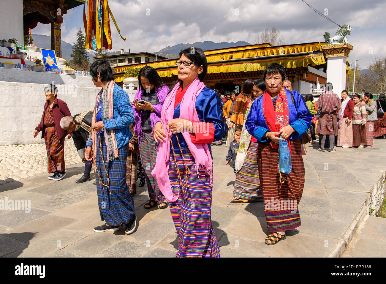 TRIMPHU, BHUTAN - MAR 8, 2017: Unidentified Ngalops people in ...