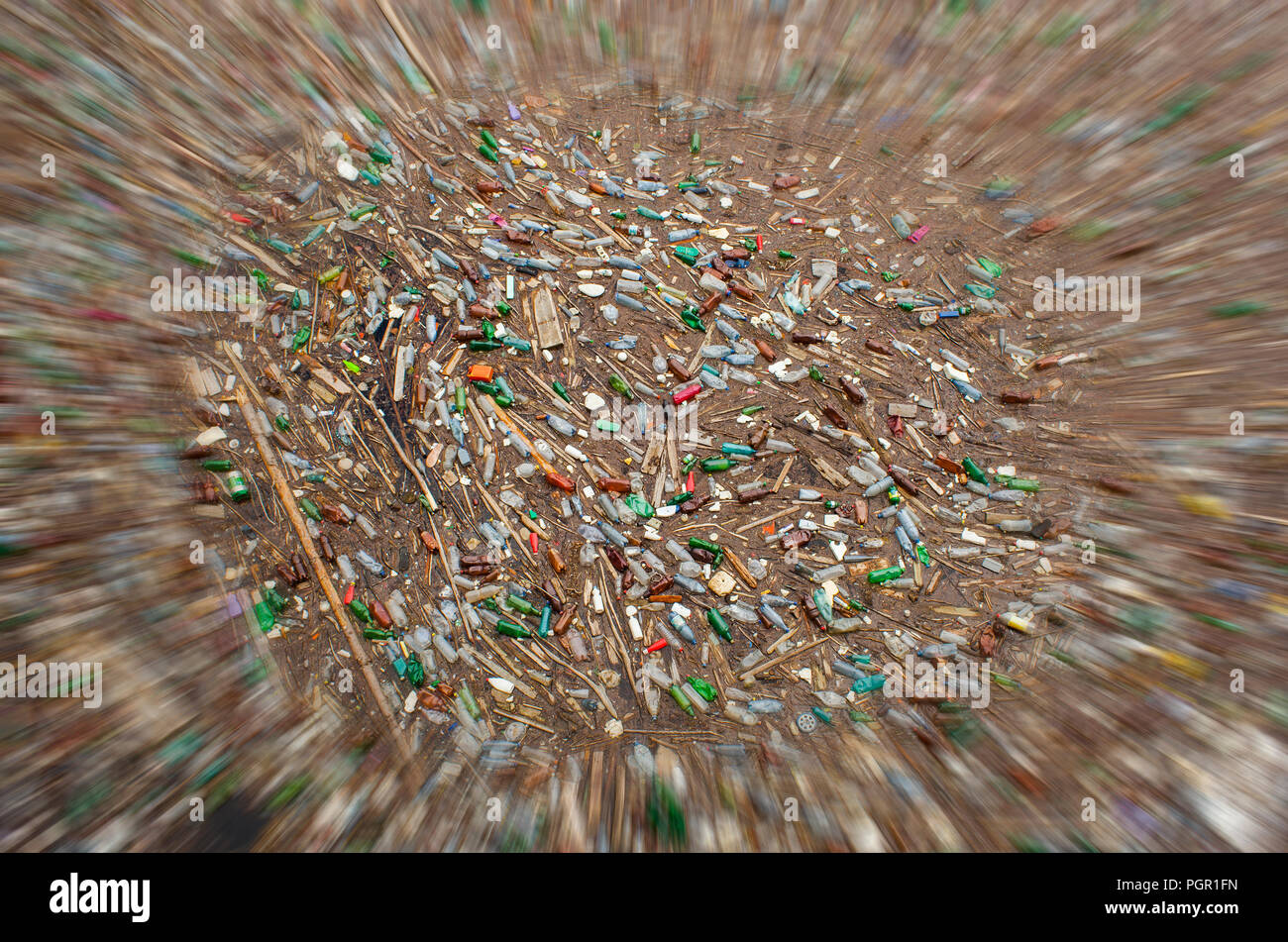 lake pollution with plastic bags and toxic waste in the water Stock ...