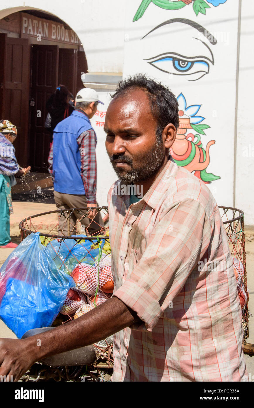 KATMANDU, NEPAL - MAR 6, 2017: Unidentified Chhetri man with beard in ...