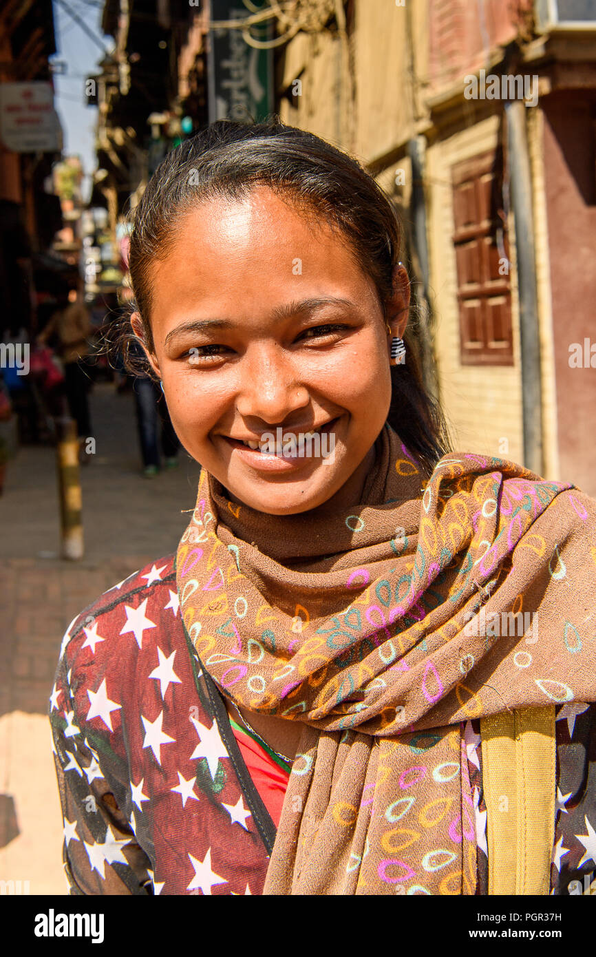 KATMANDU, NEPAL - MAR 6, 2017: Unidentified Chhetri beautiful girl ...
