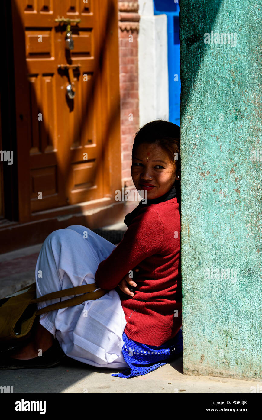 KATMANDU, NEPAL - MAR 6, 2017: Unidentified Chhetri beautiful girl in ...