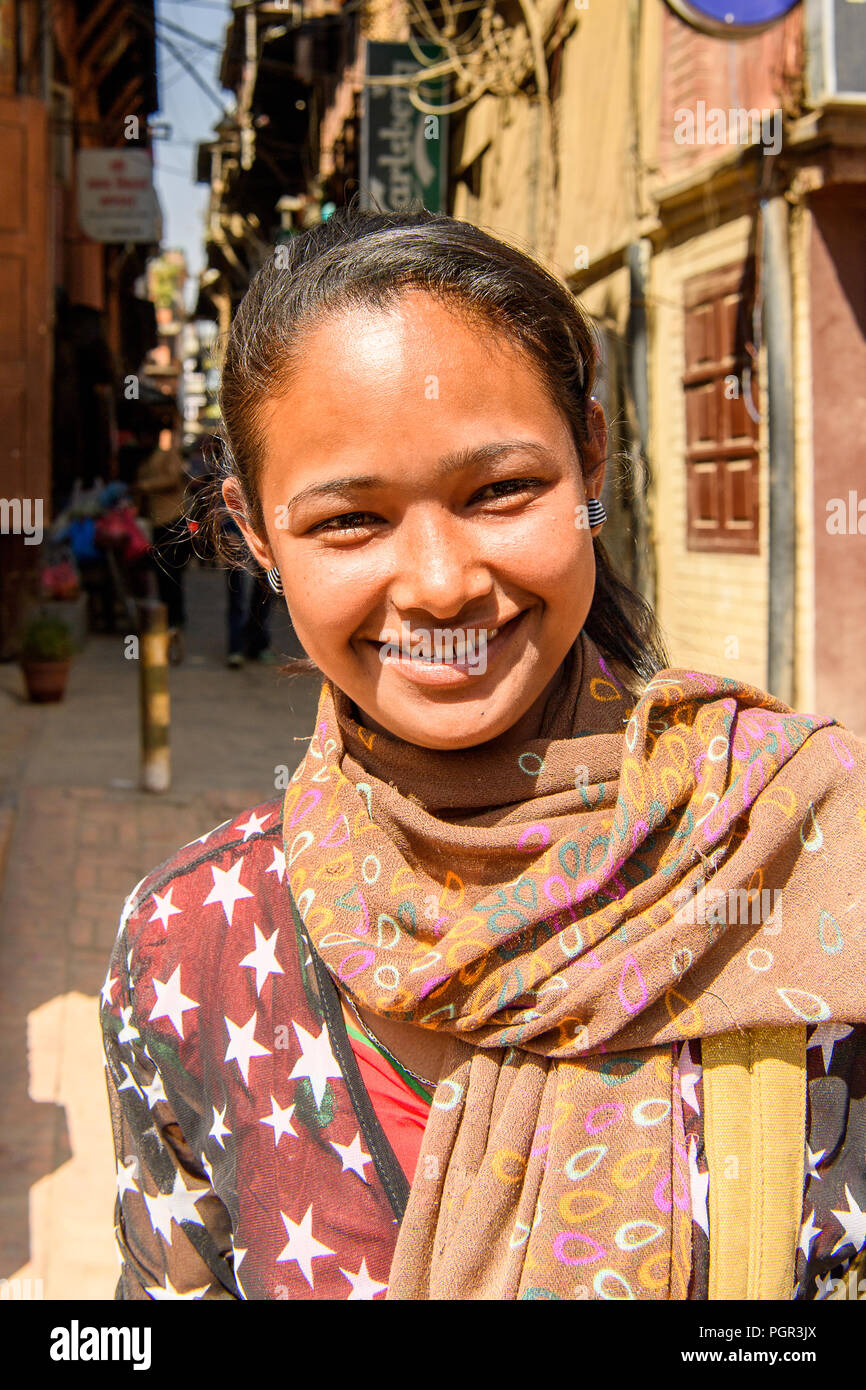 KATMANDU, NEPAL - MAR 6, 2017: Unidentified Chhetri beautiful girl ...