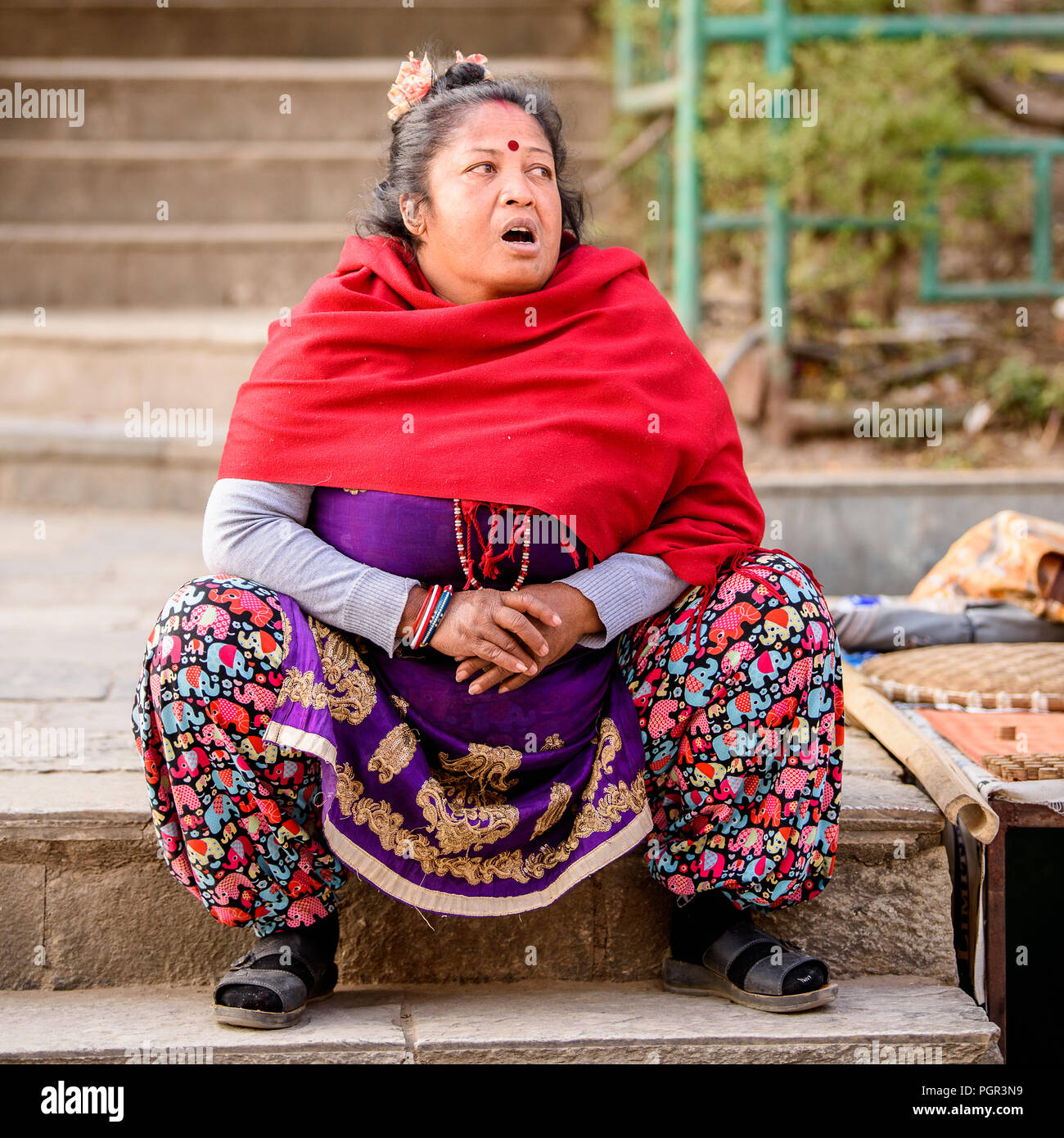 KATMANDU, NEPAL - MAR 6, 2017: Unidentified Chhetri woman in ...
