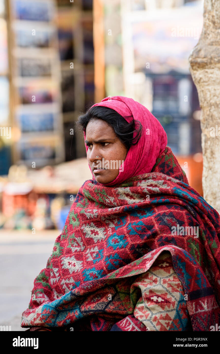 Kathmandu Woman In Traditional Clothes High Resolution Stock ...
