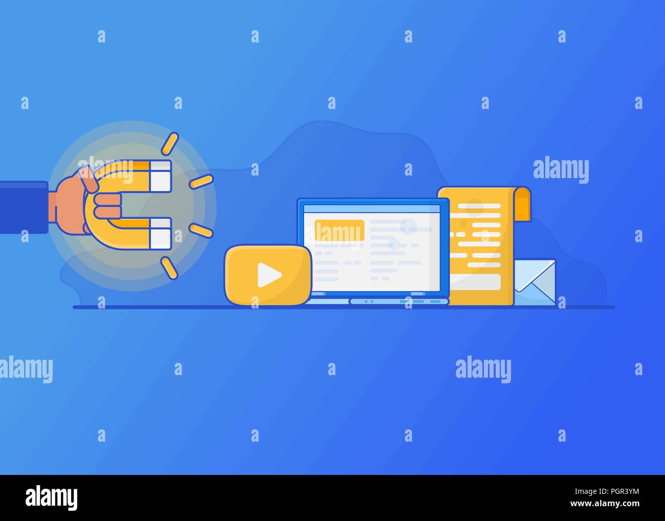 Attracting online customers. Digital inbound marketing Stock Vector ...