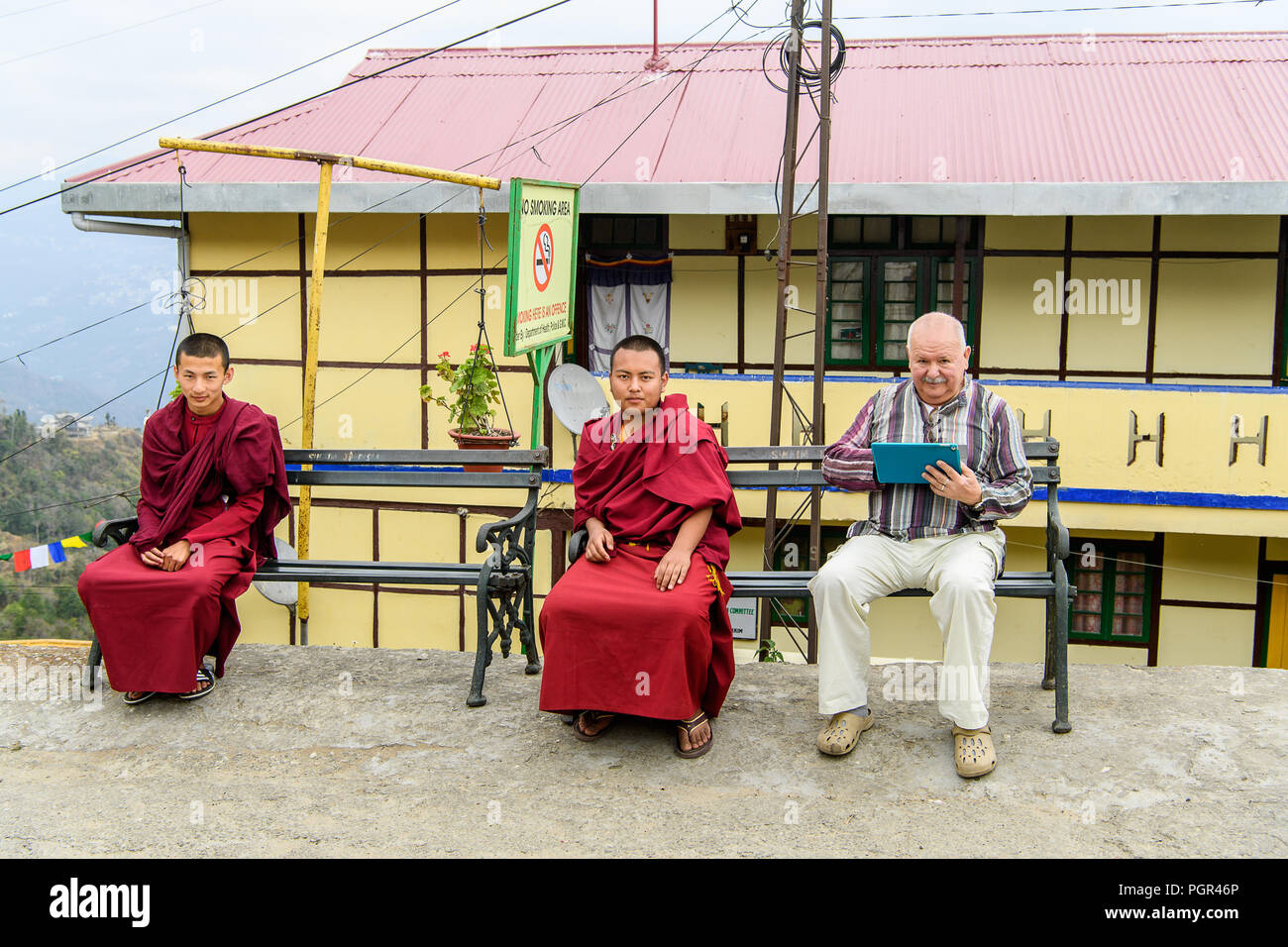 SIKKIM, INDIA - MAR 13, 2017: Unidentified Indian men in traditional ...