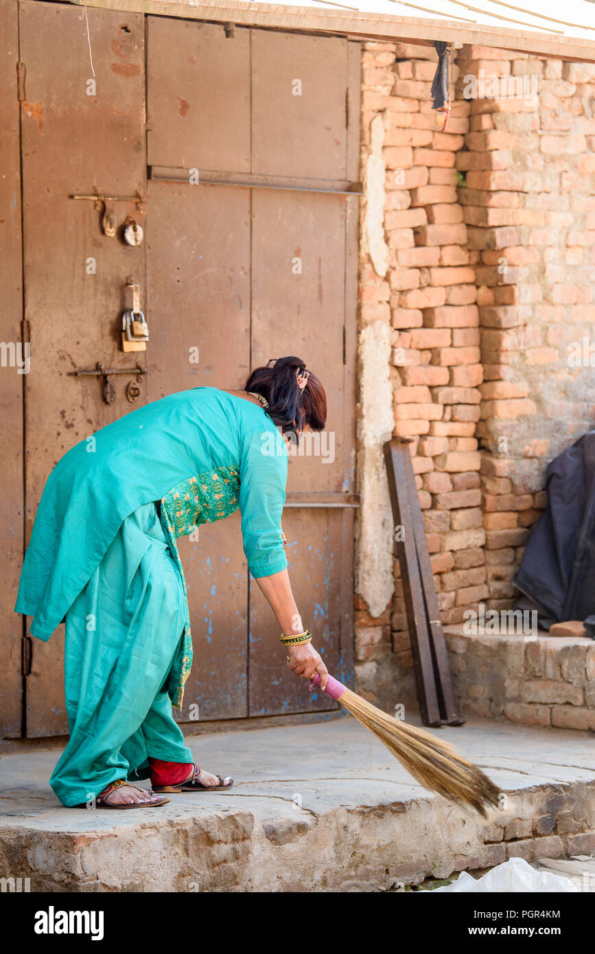 KATMANDU, NEPAL - MAR 6, 2017: Unidentified Chhetri woman in blue ...