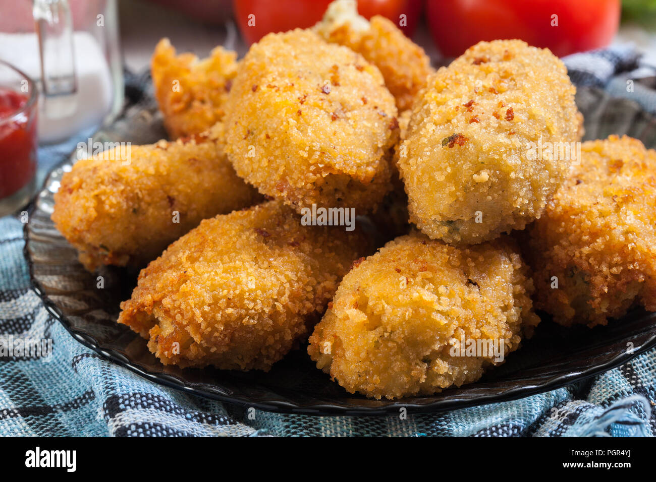 Homemade croquettes of jamon ham.Traditional Spanish food Stock Photo ...