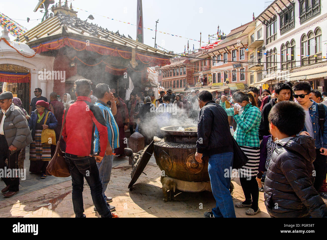 KATMANDU, NEPAL - MAR 6, 2017: Unidentified Chhetri people stand around ...