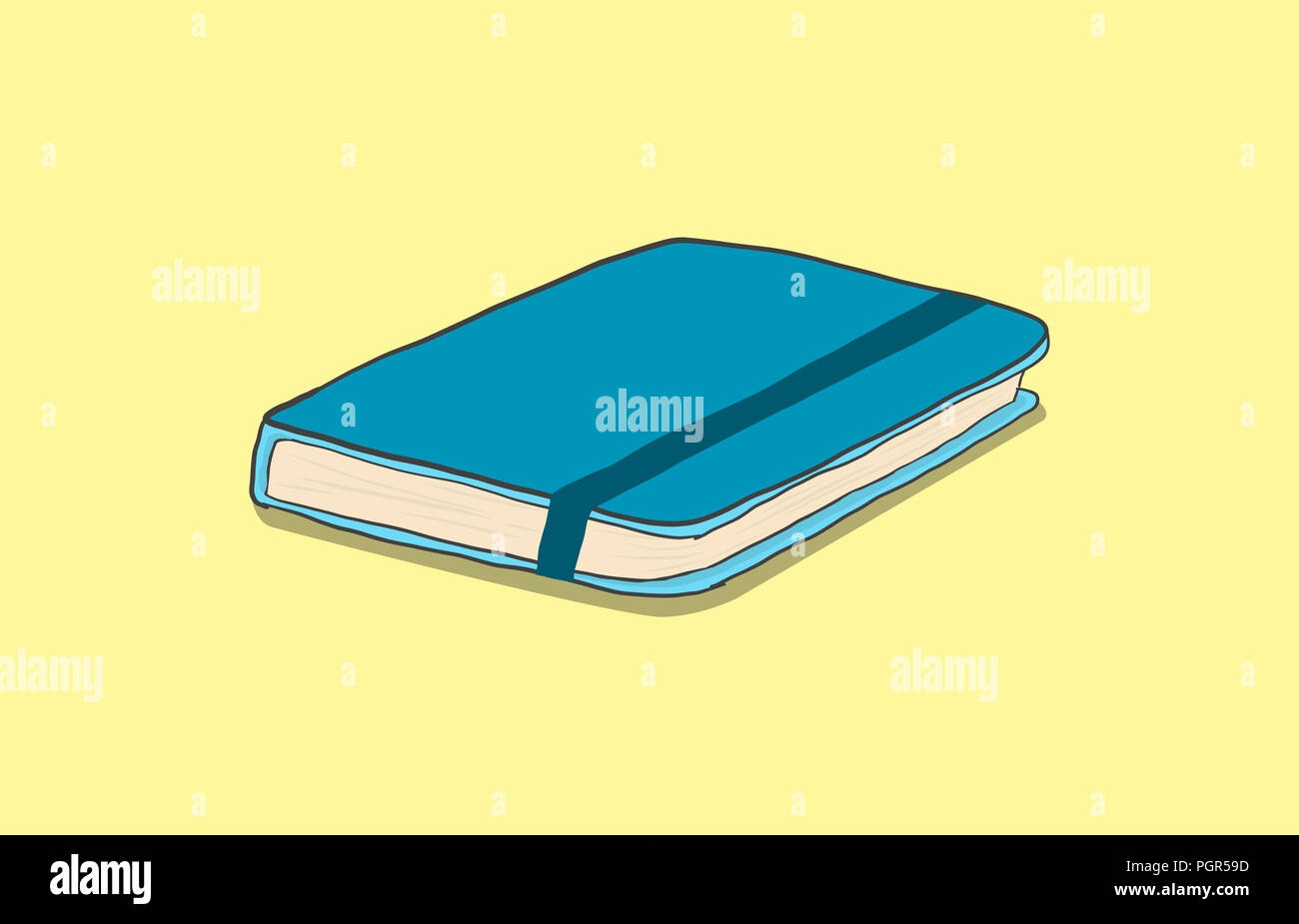 blue Notebook hand drawn cute line art illustration vector illustration ...