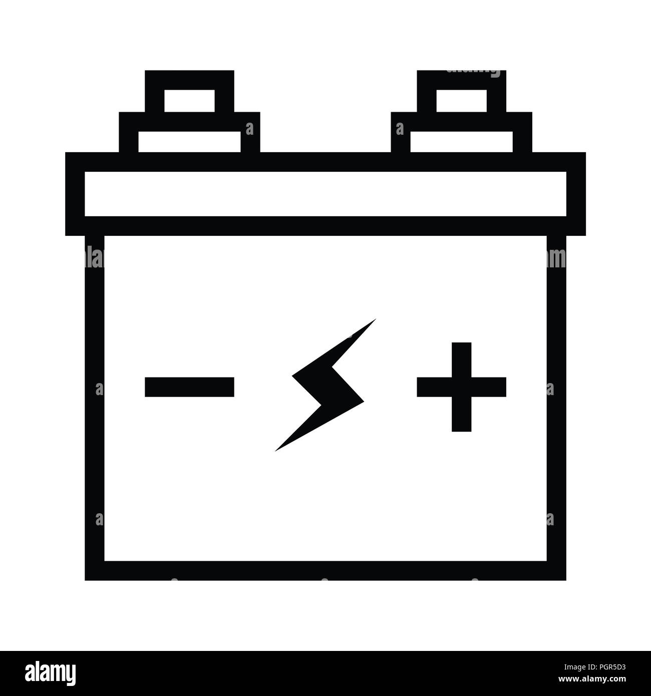 Simple black flat accumulator icon Lightning bolt symbol.Isolated on white vector illustration ...