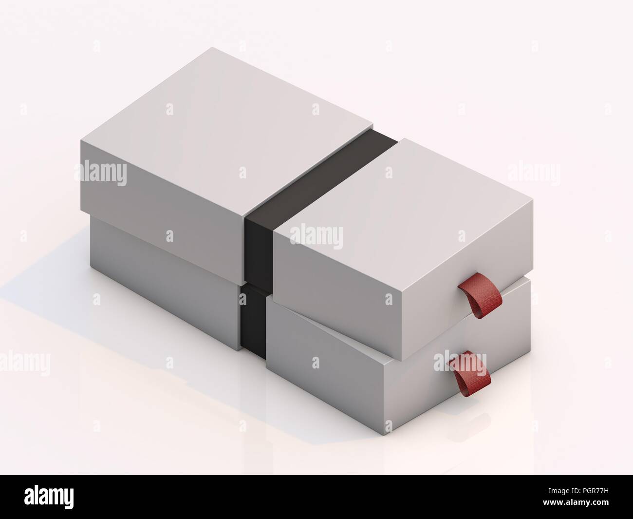 3d rendering blank boxes isolated on white background Stock Photo - Alamy