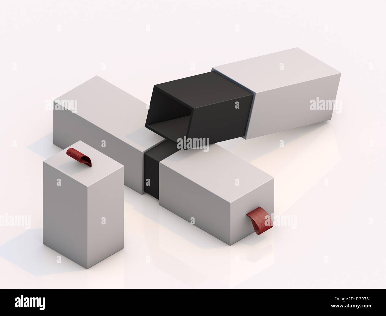 3d rendering blank boxes isolated on white background Stock Photo - Alamy