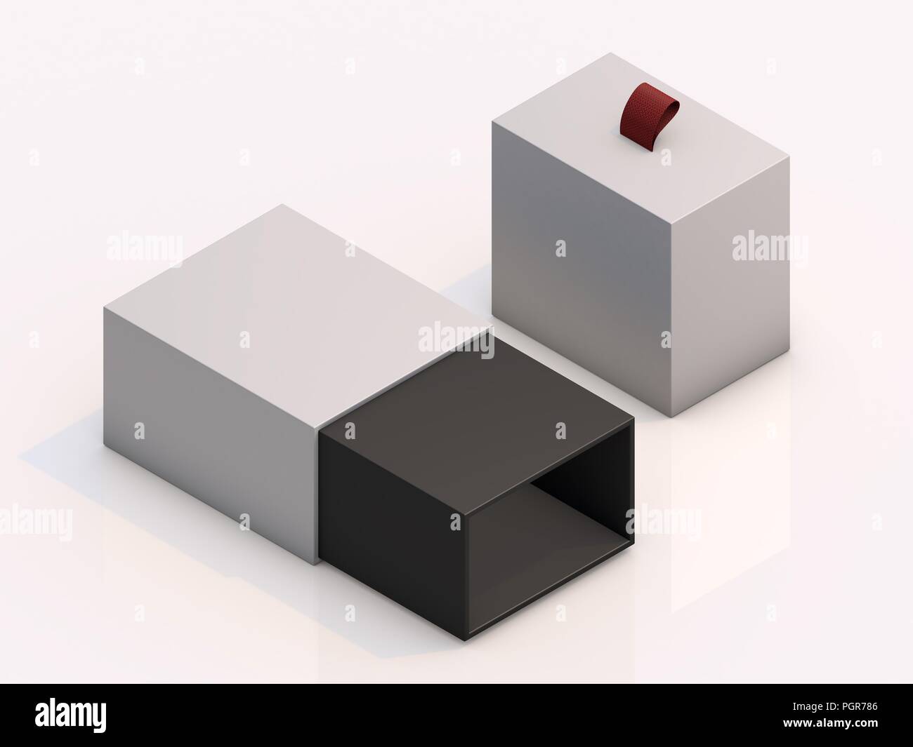 3d rendering blank boxes isolated on white background Stock Photo - Alamy