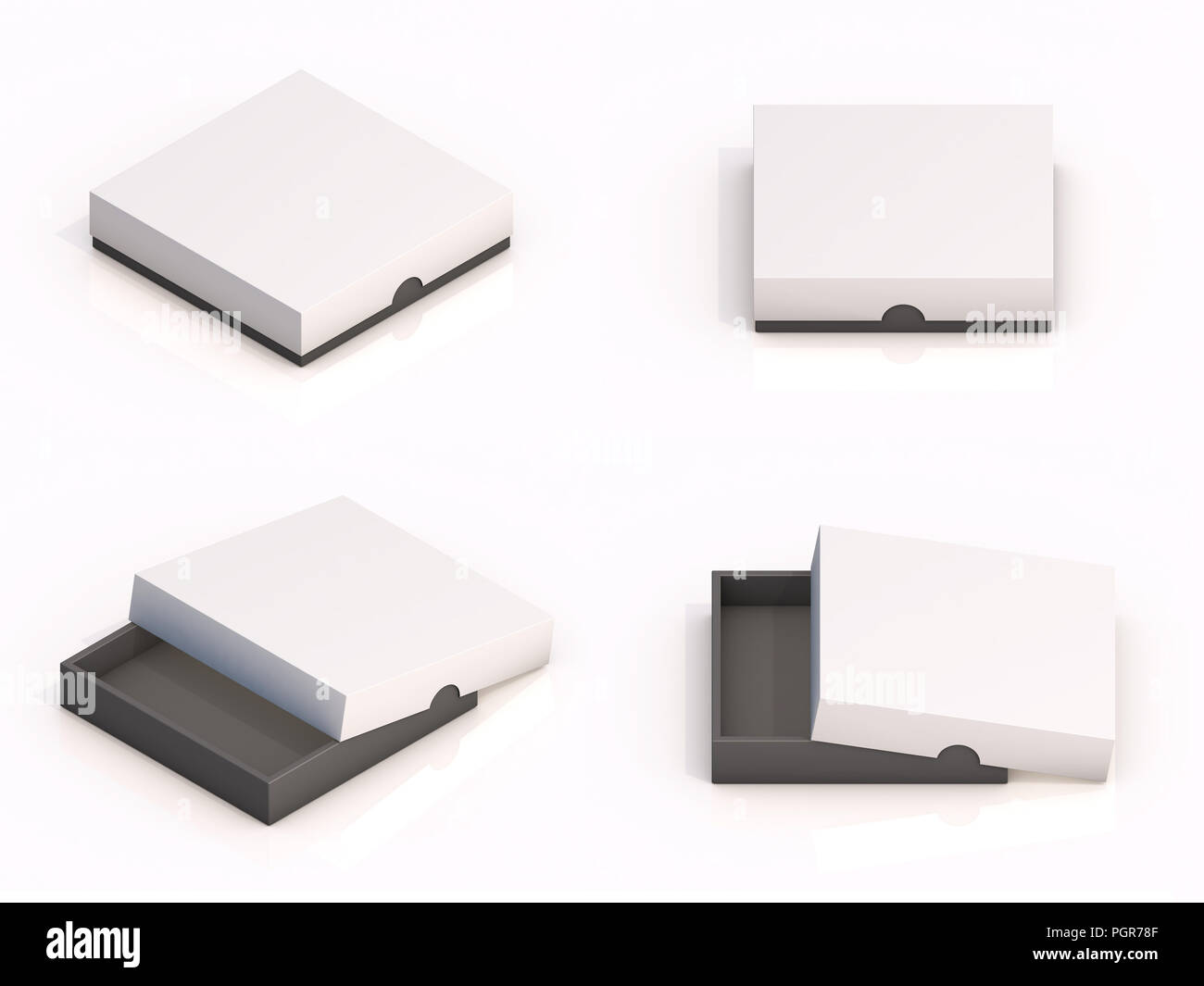3d rendering blank boxes isolated on white background Stock Photo - Alamy