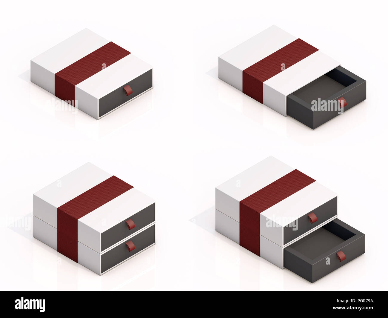 3d rendering blank boxes isolated on white background Stock Photo - Alamy