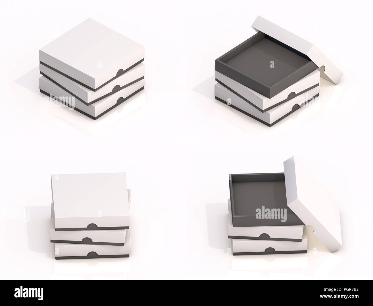 3d rendering blank boxes isolated on white background Stock Photo - Alamy