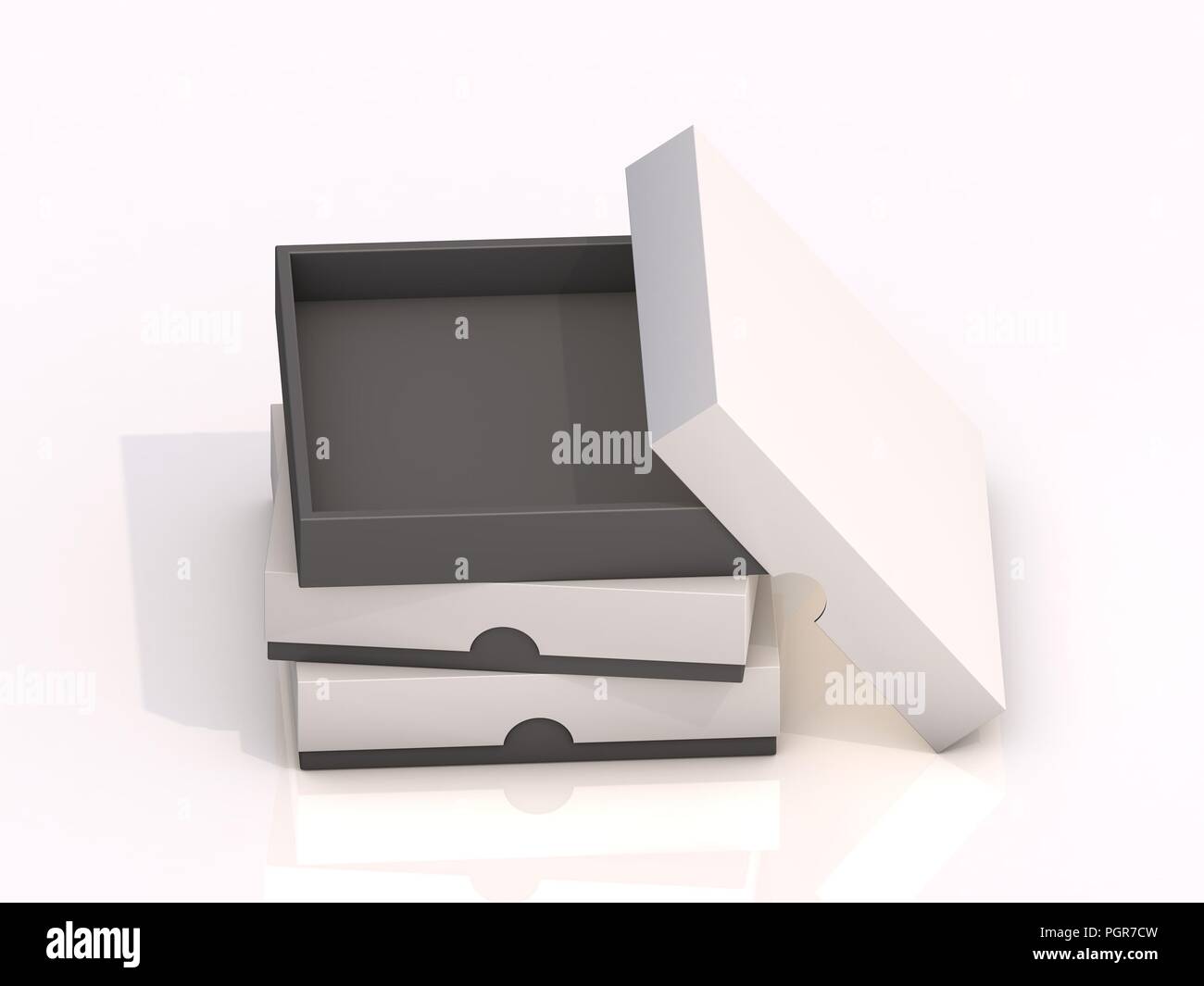 3d rendering blank boxes isolated on white background Stock Photo - Alamy