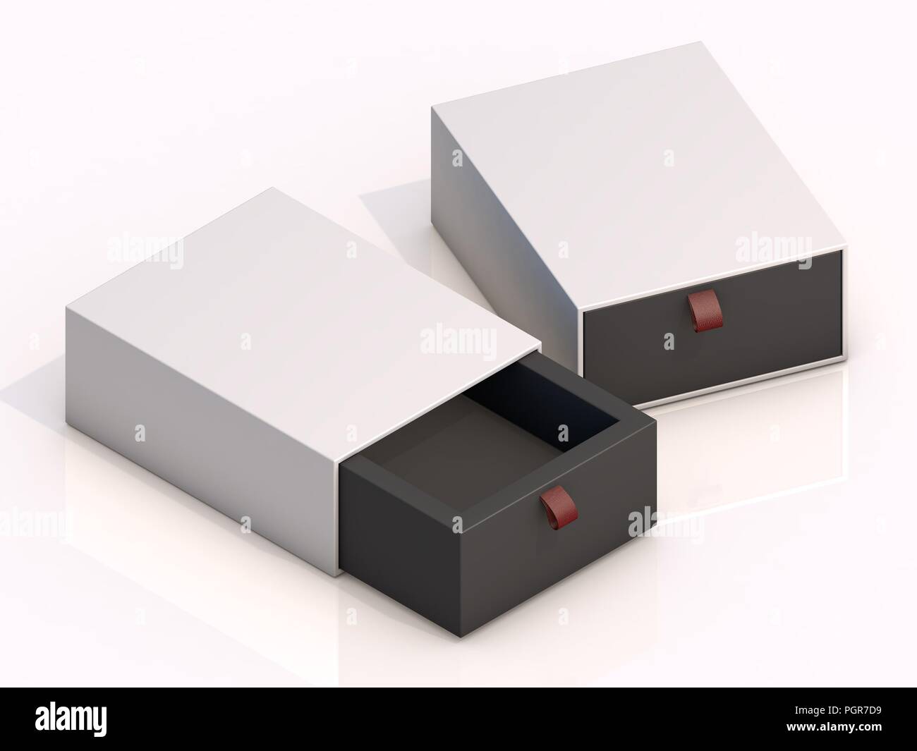 3d rendering blank boxes isolated on white background Stock Photo - Alamy