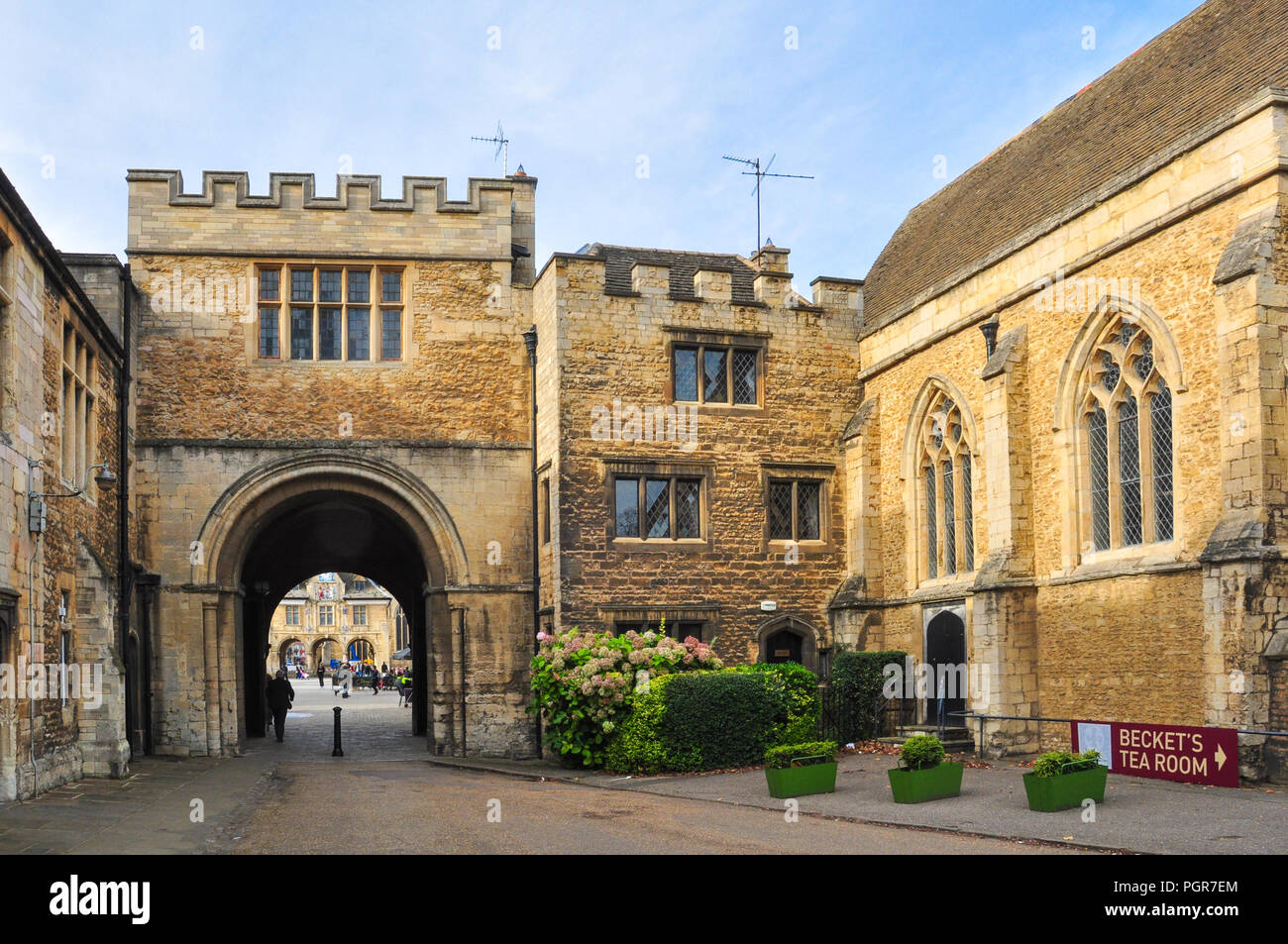 The Norman Gate and adjoing old buildings at the front of the Cathedral ...
