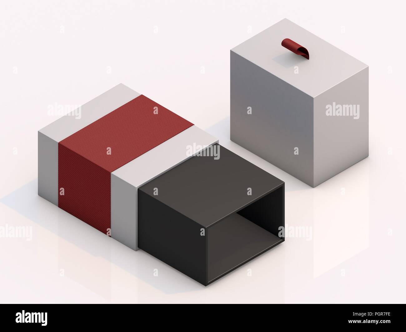 3d rendering blank boxes isolated on white background Stock Photo - Alamy