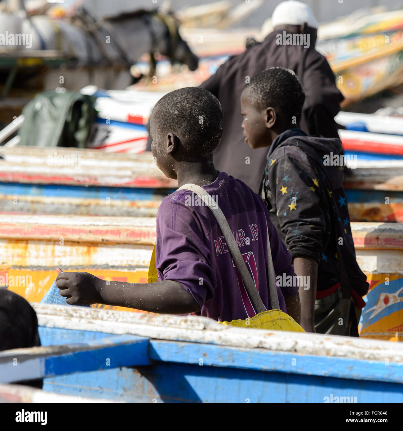 KAYAR, SENEGAL - APR 27, 2017: Unidentified Senegalese little boys ...