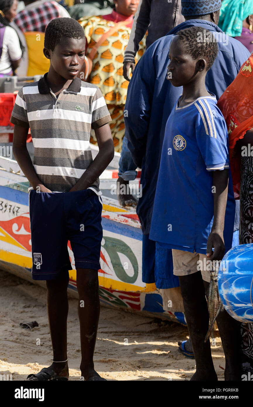 KAYAR, SENEGAL - APR 27, 2017: Unidentified Senegalese boys stand on ...