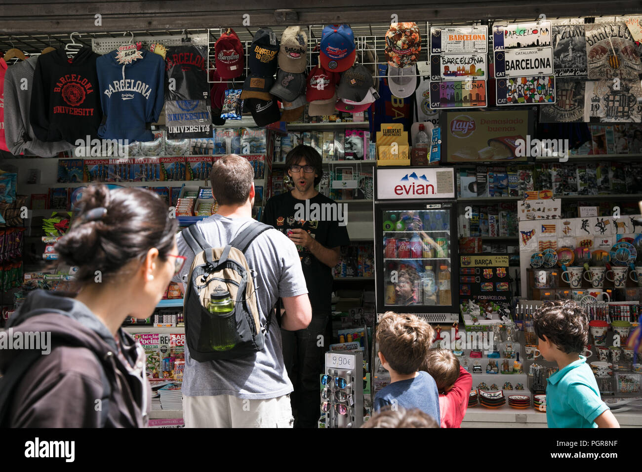 Souvenir and newspaper store, Barcelona Stock Photo - Alamy