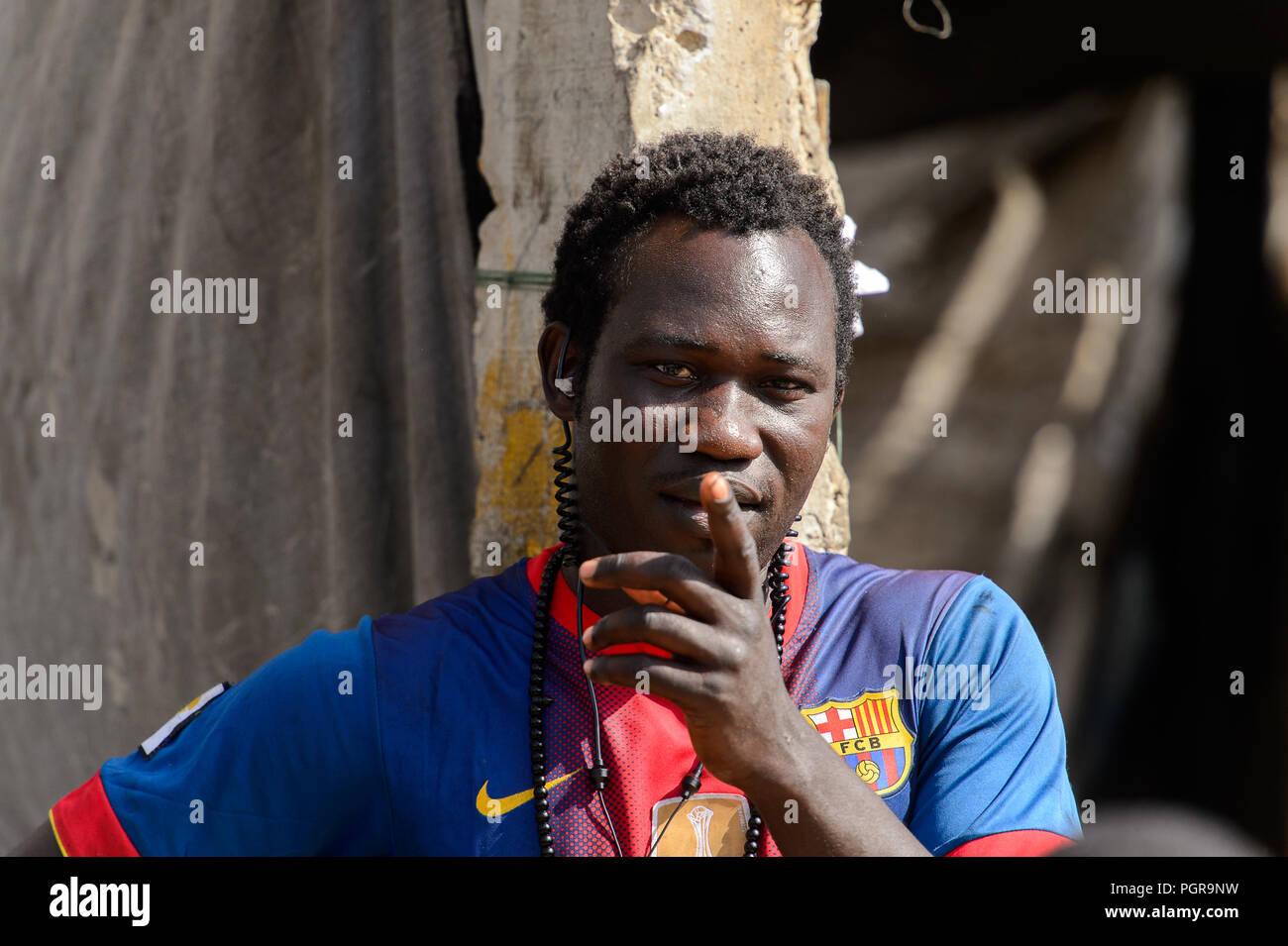 KAYAR, SENEGAL - APR 27, 2017: Unidentified Senegalese boy stands on ...