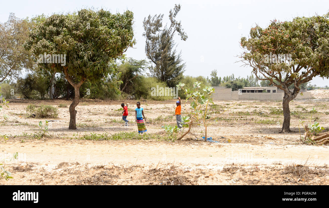 LAC ROSE reg., SENEGAL - APR 27, 2017: Unidentified Senegalese children ...