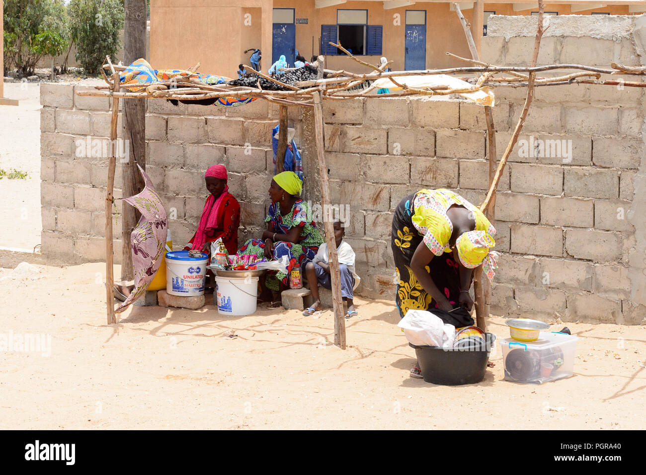 LAC ROSE reg., SENEGAL - APR 27, 2017: Unidentified Senegalese woman ...