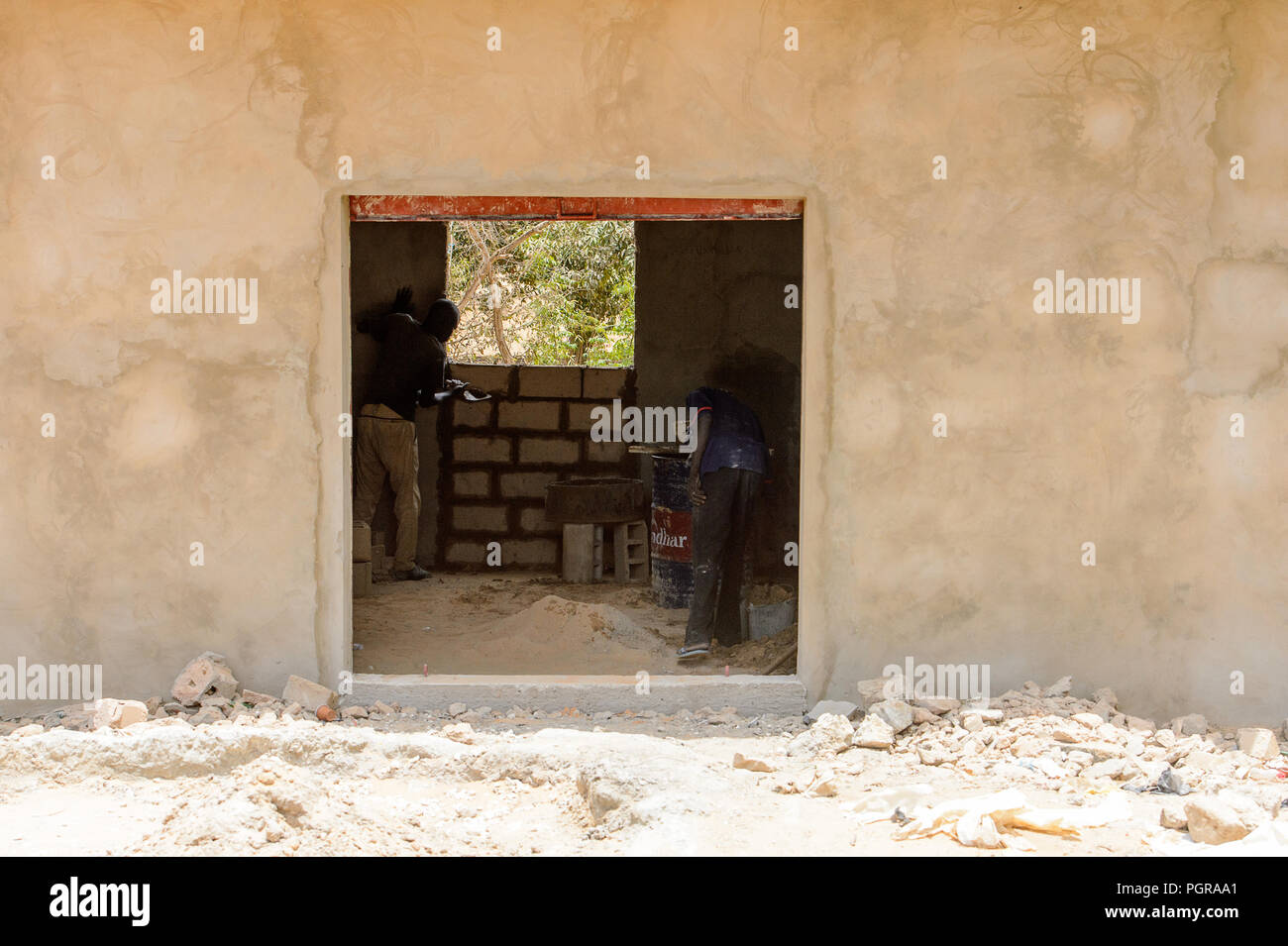 LAC ROSE reg., SENEGAL - APR 27, 2017: Unidentified Senegalese people ...