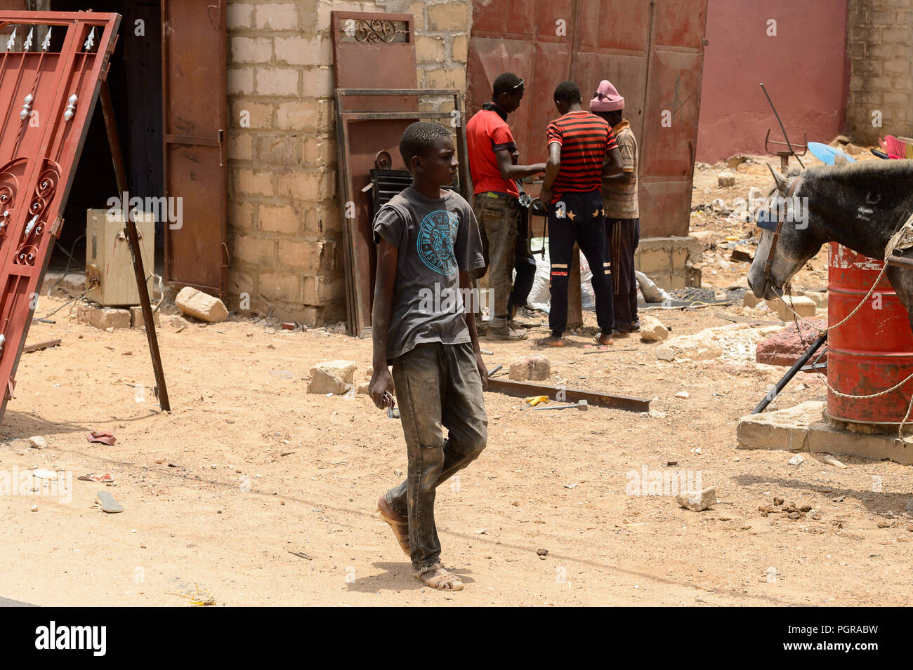 LAC ROSE reg., SENEGAL - APR 27, 2017: Unidentified Senegalese group of ...