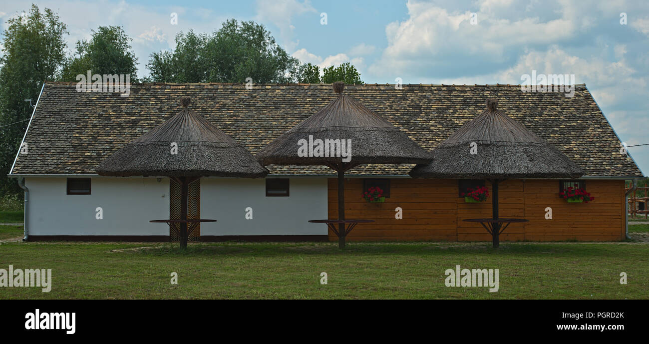 Rural Guest House With Three Cane Shed At Serbian Farm Stock Photo Alamy