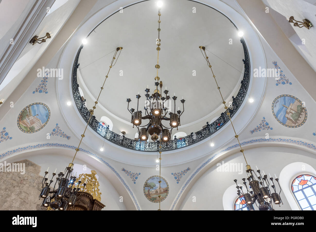 Israel, Jerusalem - 16 August 2018: Inside view of the Hurva synagogue ...