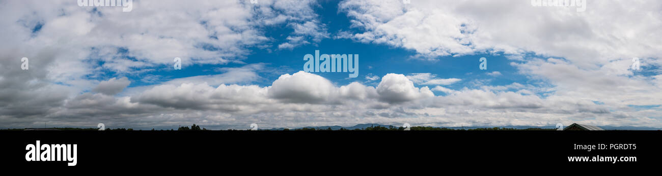 Panorama sky background with clouds, and the line of horizont. Pattern ...