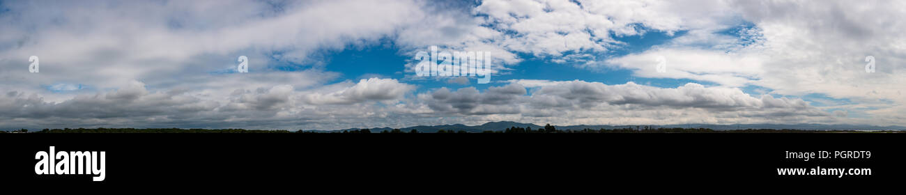Panorama sky background with clouds, and the line of horizont. Pattern ...