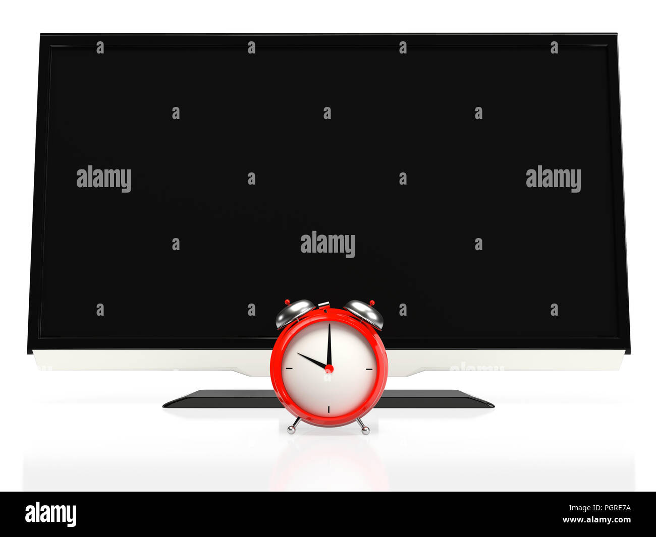 LED tv and alarm clock on white background. 3D rendering Stock Photo ...