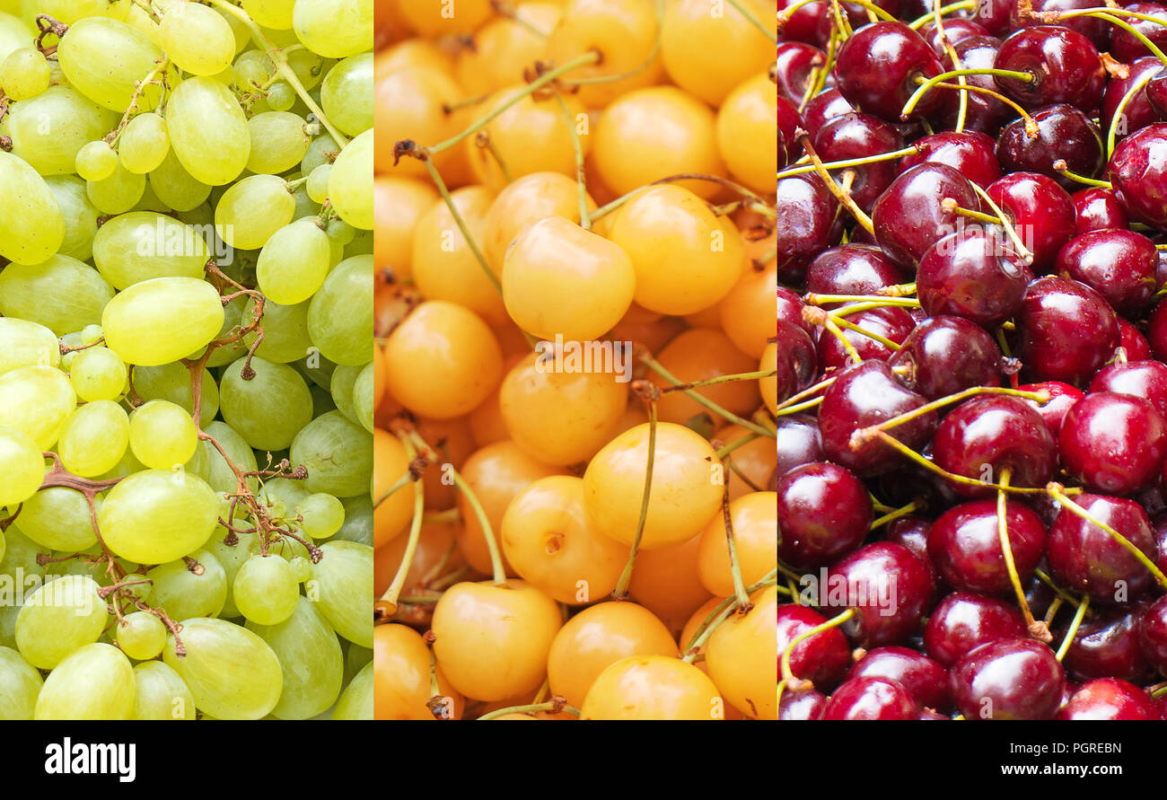 All colors are flavors. Grapes and cherries Stock Photo - Alamy