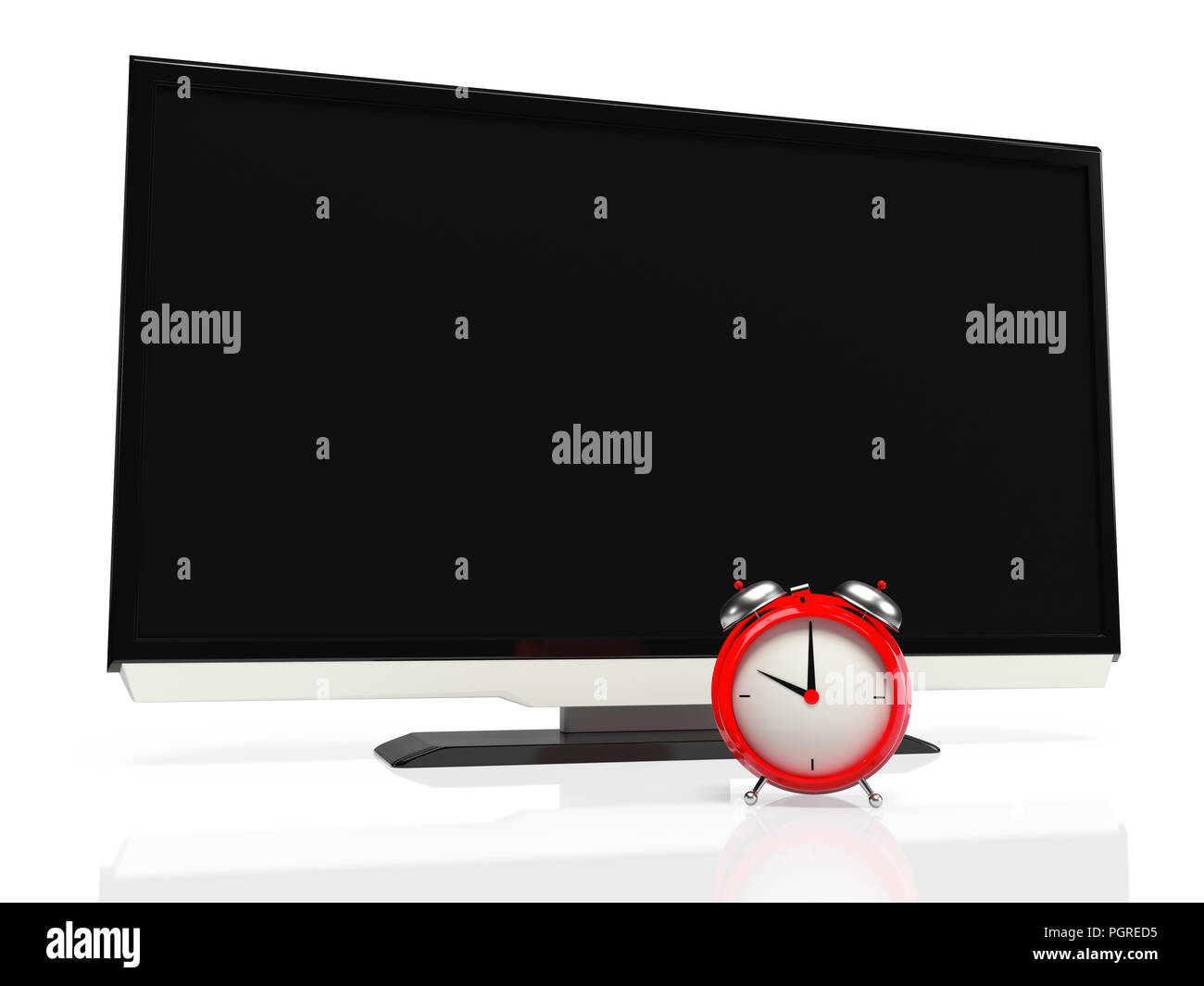 LED tv and alarm clock on white background. 3D rendering Stock Photo ...