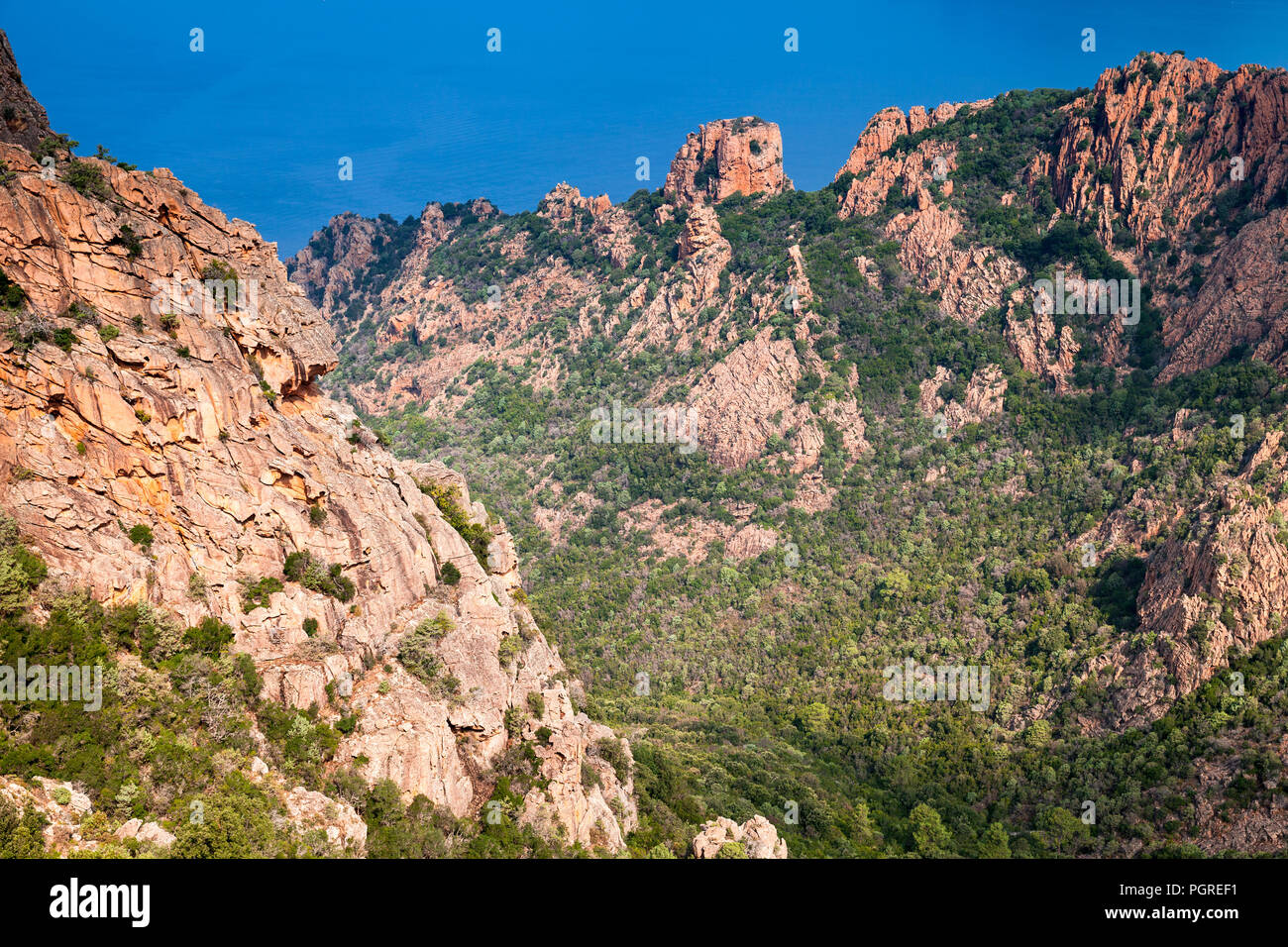Mountain landscape of Calanques de Piana, Corsica, France Stock Photo ...